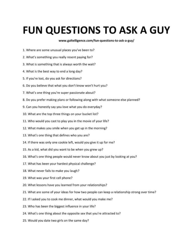 70 Fun Questions To Ask A Guy - Spark cool conversations.