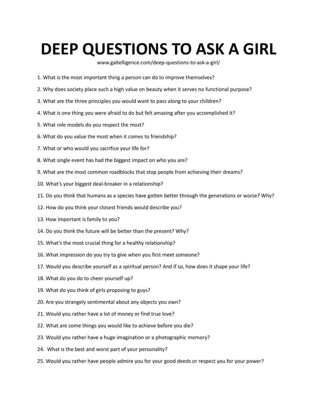 Questions To Ask A Girl Questions To Ask A Girl