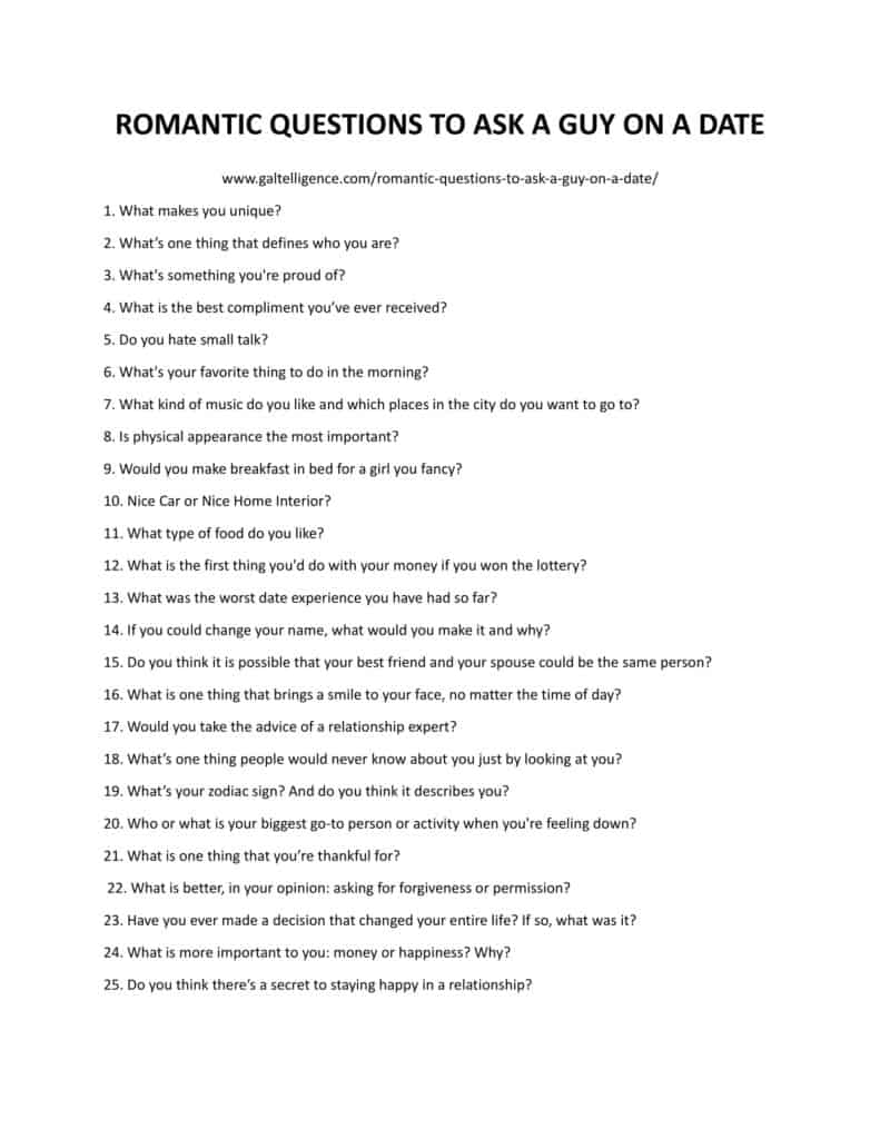 24 Romantic Questions to Ask a Guy on a Date - Really Easy Hack