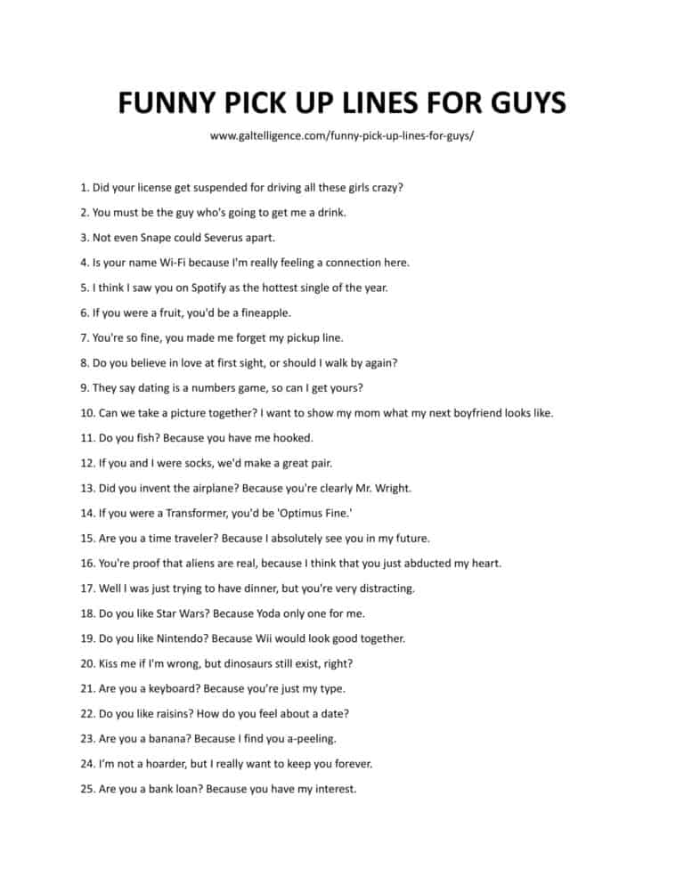 20 Funny Pick Up Lines For Guys - Have An Interesting Conversation