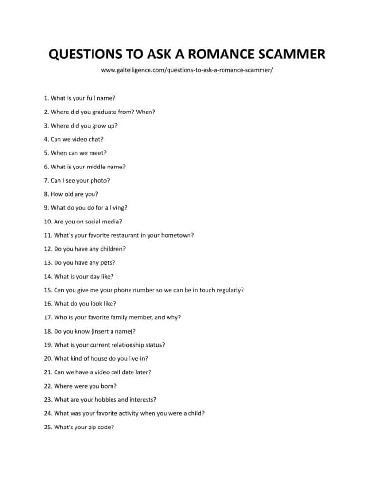Extraordinary Questions To Ask A Romance Scammer Gallery